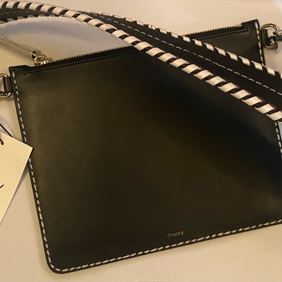 Theory | Bags | Nwt Theory Black Leather Clutch With Strap | Poshmark
